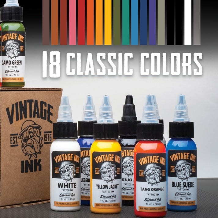 Vintage Ink Set of 18 — 1oz Bottles — Eternal Tattoo Ink ...