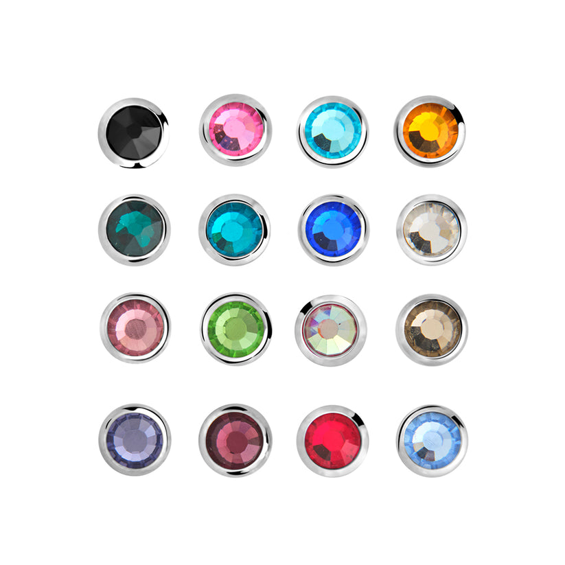 14g–12g Internally Threaded Thin Flat Jewel Top — Price Per 1
