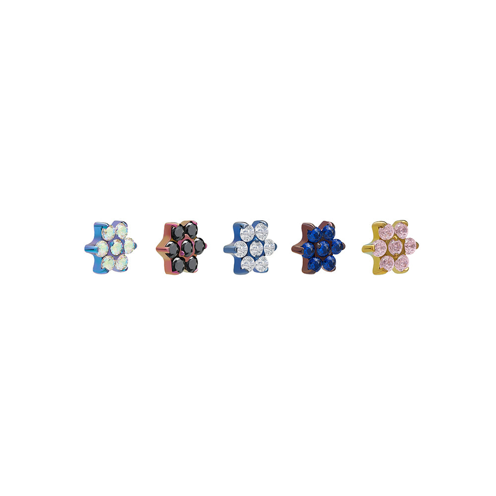 Tilum 14g–12g Internal Jewel Flower Titanium Top — Price Per 1 ...