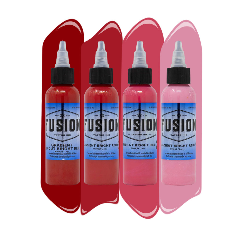 Gradient Bright Red 4-Pack — Fusion Tattoo Ink — 1oz | Painful Pleasures