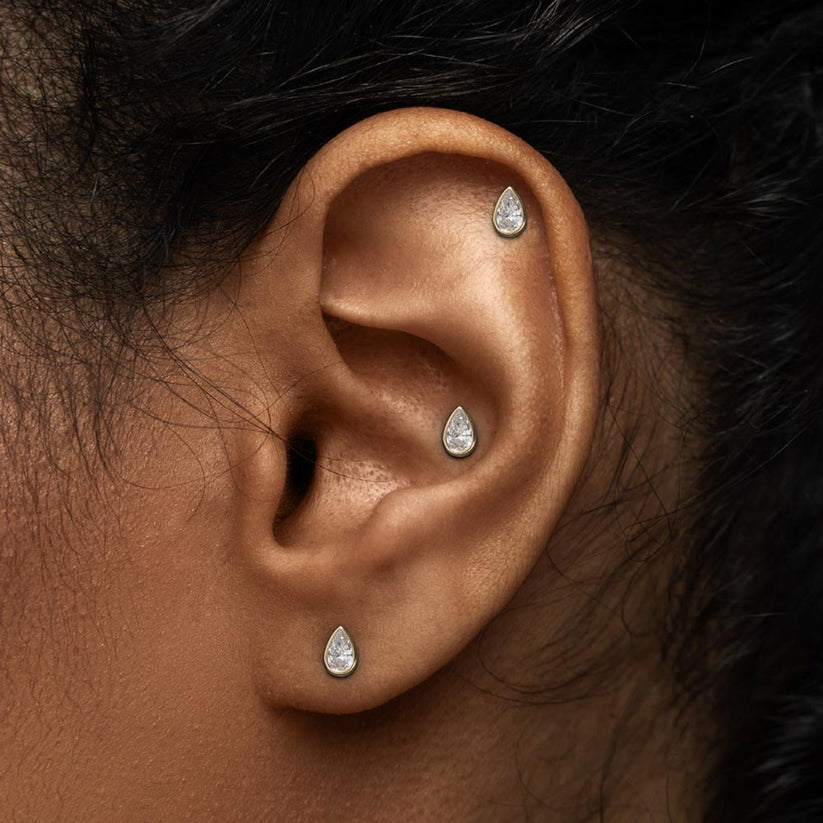 Tilum 14kt Yellow Gold Jeweled Tear Drop Threadless Top — Price Per 1 ...