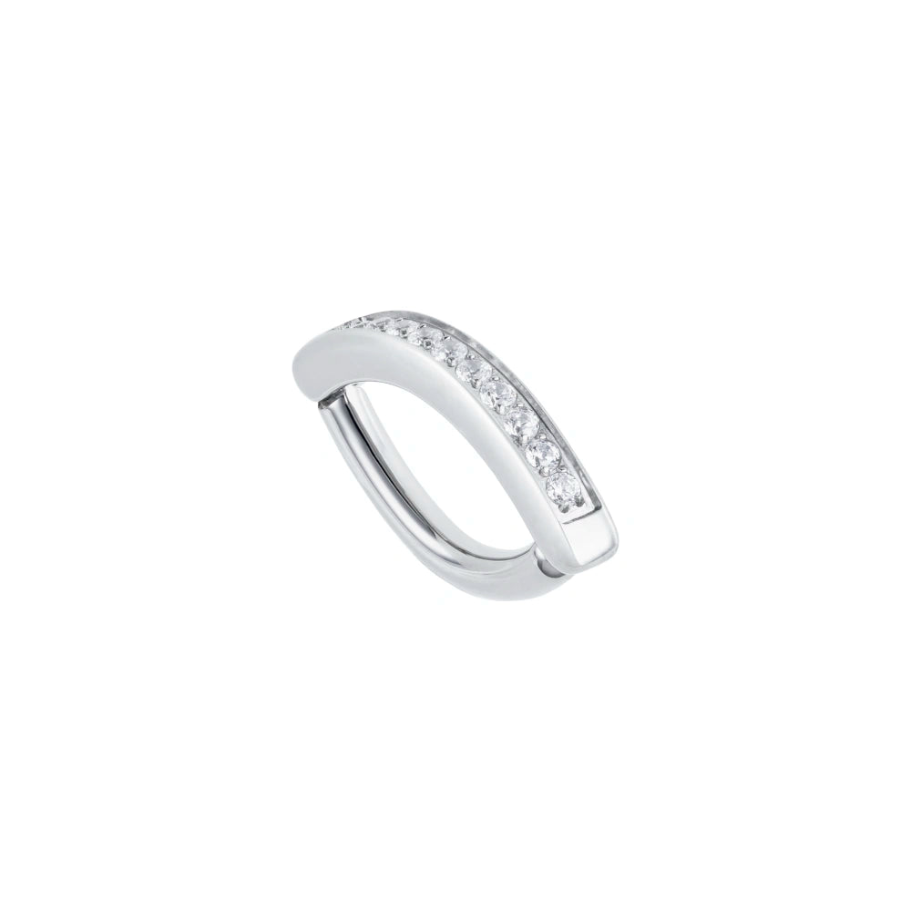 Tilum 14g Titanium Crescent Curve Jeweled Navel Clicker | PainfulPleasures