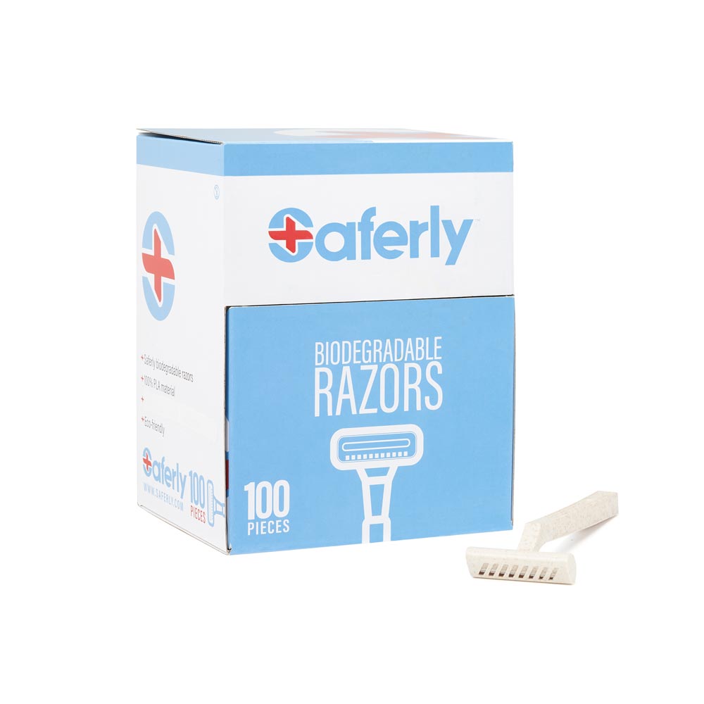 Saferly Stainless Steel Biodegradable Skin Prep Razors — Box of 100 ...