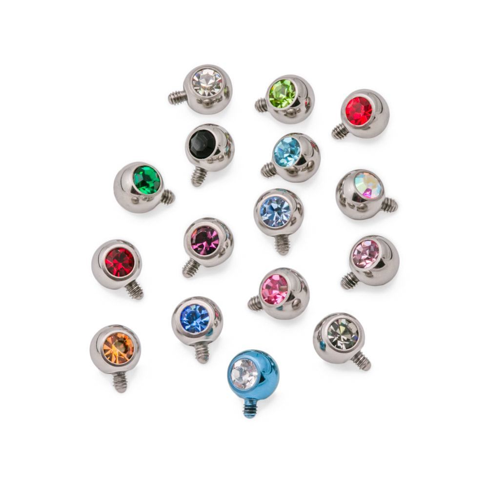 Tilum 14g–12g Internally Threaded 90° Swarovski Jeweled Titanium Ball ...