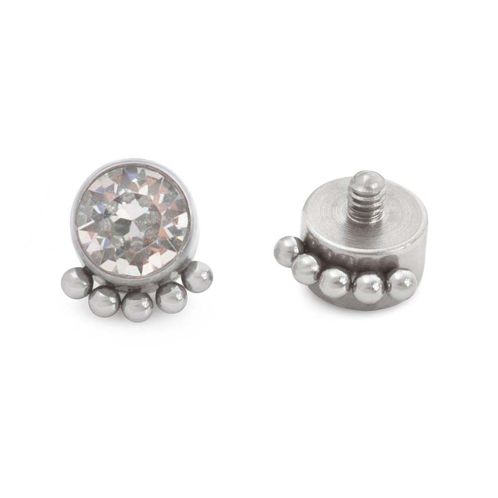 14g–12g Internally Threaded Micron Bead Row Jewel Titanium Top — Price ...