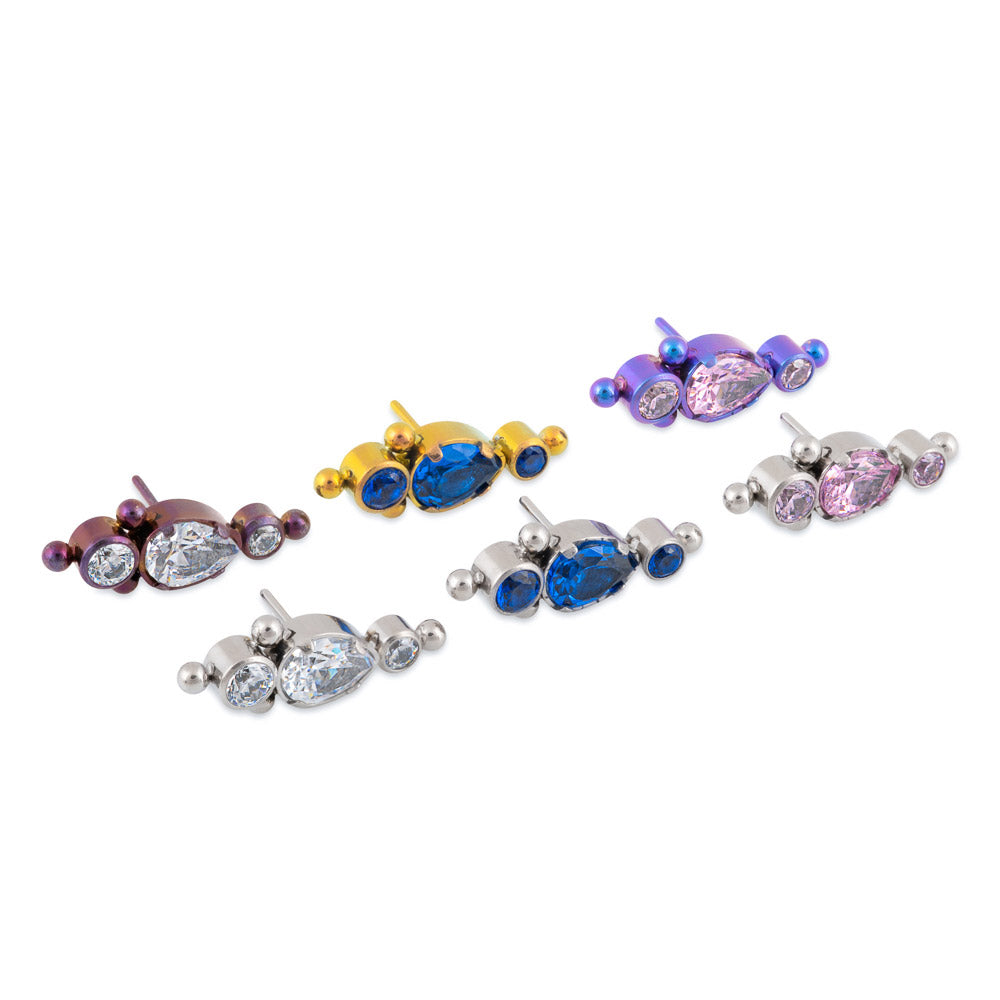 Jeweled Scepter Titanium Threadless Top — Price Per 1 | PainfulPleasures