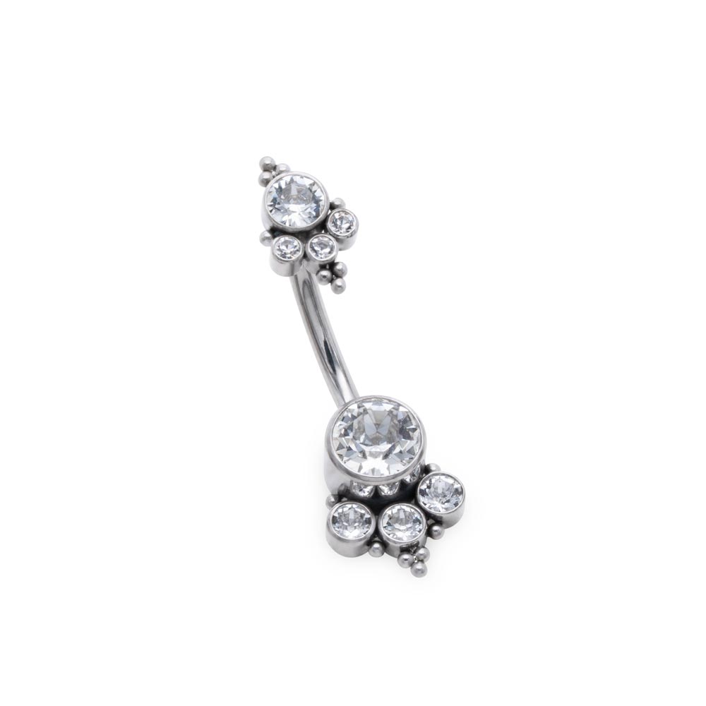 Tilum 14g 7/16” Double Jewel Cluster Titanium Belly Button Ring — Pick ...