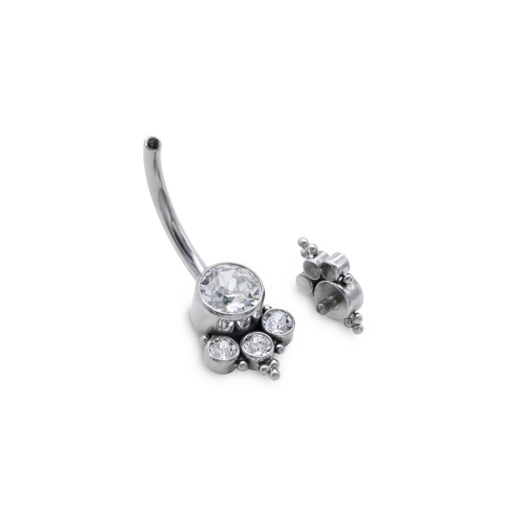 Tilum 14g 7/16” Double Jewel Cluster Titanium Belly Button Ring — Pick ...