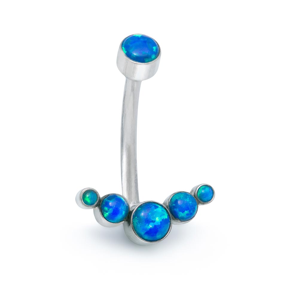Tilum 14g 7/16” Crescent Opal Cluster Titanium Belly Button Ring ...