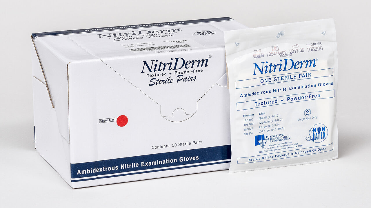 NitriDerm Sterile Disposable Nitrile Gloves — Box of 50 Pairs ...
