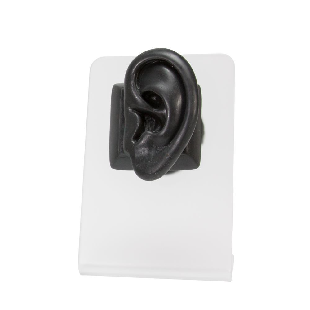 Realistic Adult-Sized Silicone Left Ear Display - Black Body Bit Versi