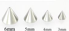 3mm, 4mm, 5mm, or 6mm Steel Cone for 14g-10g Externally-Threaded Body ...