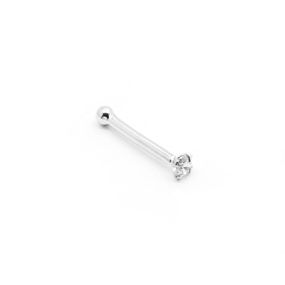 Tilum 20g 1.5mm Real Diamond White Gold Nose Bone | PainfulPleasures