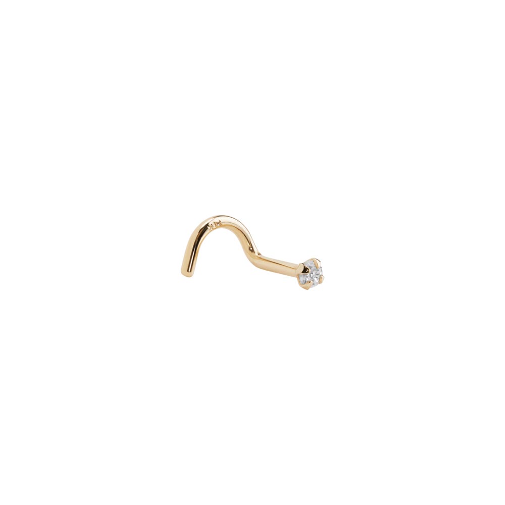 Tilum 18g Yellow Gold 2mm Crystal Jewel Nose Screw — Left Bend ...