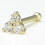 Tilum 14kt Yellow Gold Trinity Nose Bone 18g | PainfulPleasures