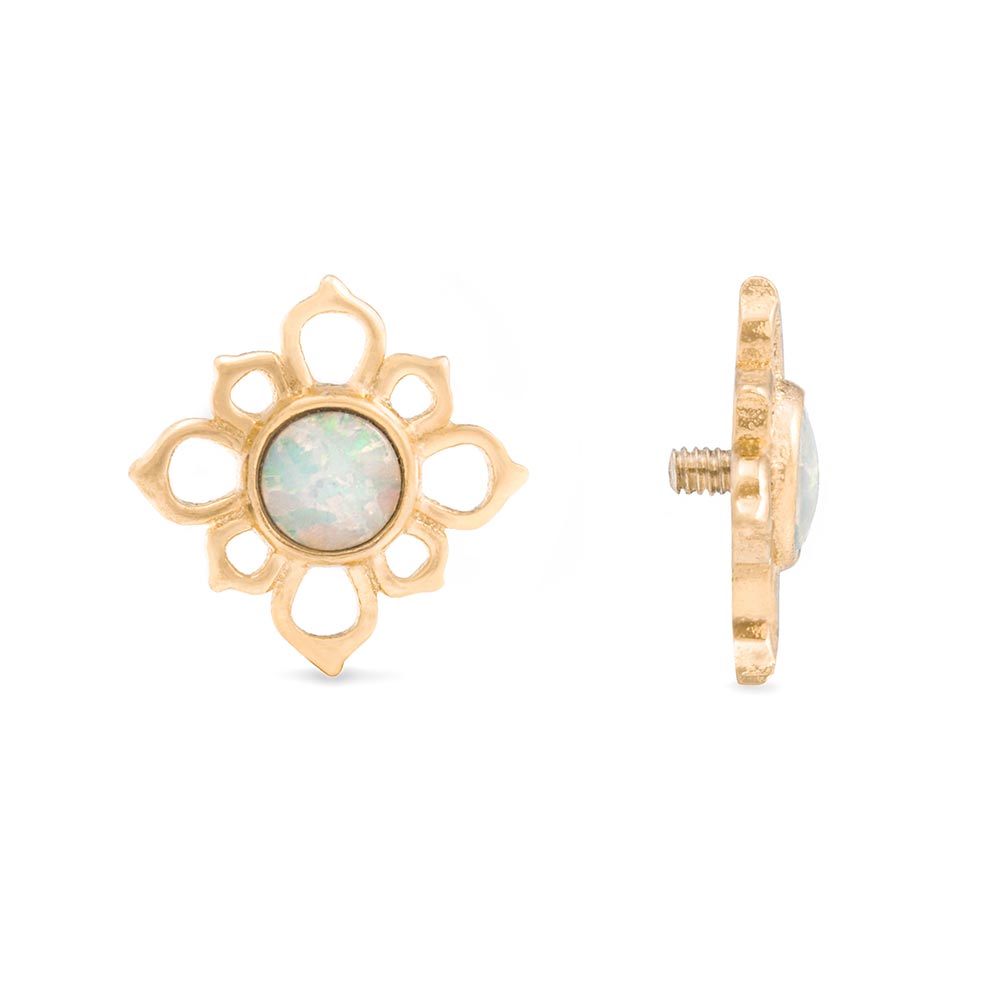 Tilum 14g–12g Internally Threaded Yellow Gold Cruciform Flower Top ...
