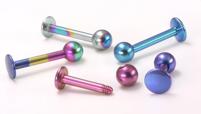 14g Externally Threaded Titanium Labret Stud — 1/4" to 7/16" — 18 Colo