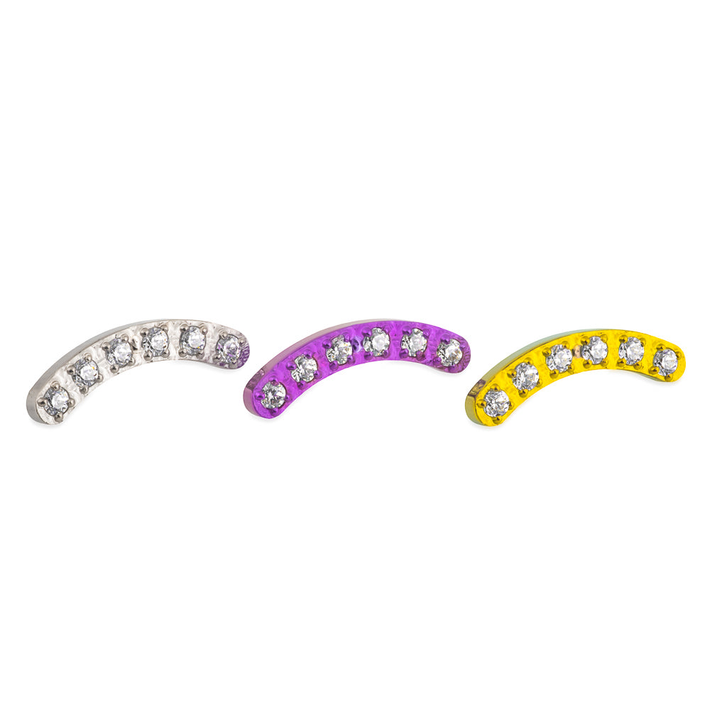 Tilum Simple Jeweled Crescent Titanium Threadless Top — Price Per 1 ...