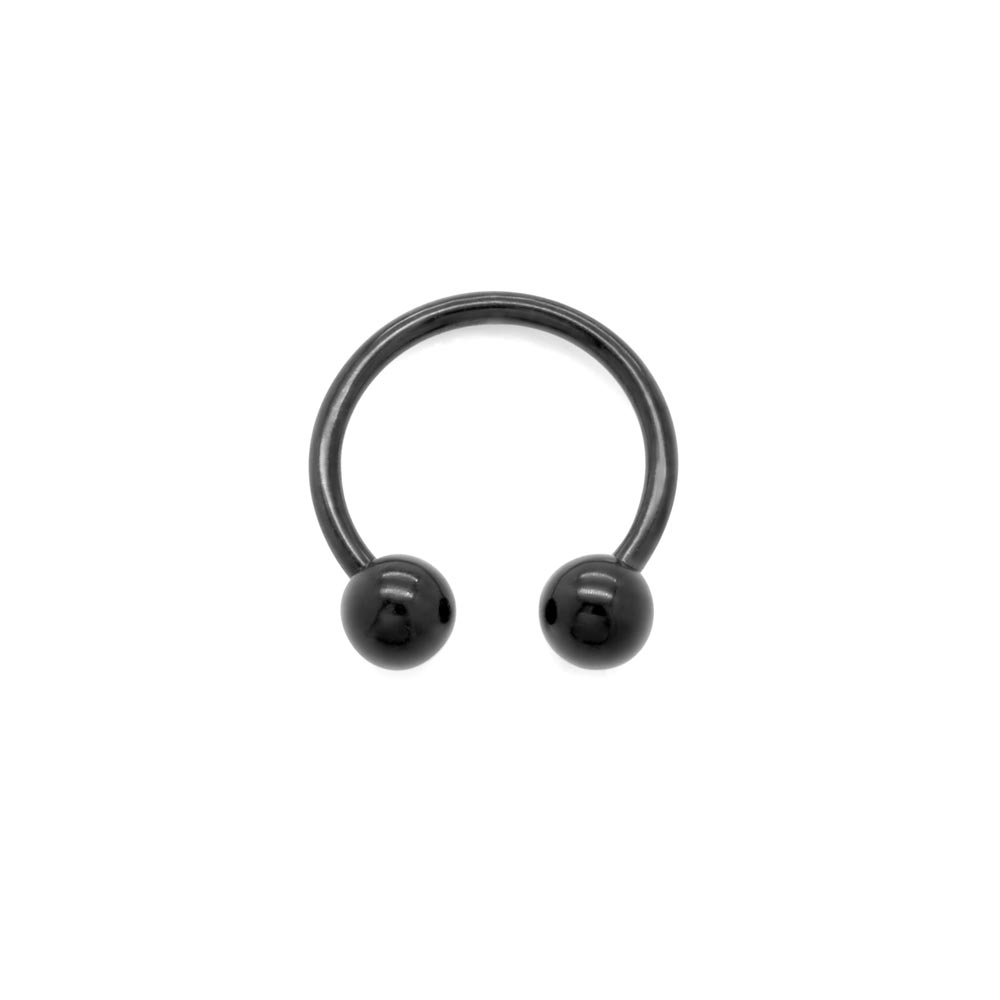 16g Externally Threaded PVD Black Titanium Circular Barbell w/ Balls ...