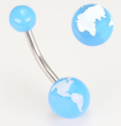 14g 7/16” Environmental Planet Earth Belly Button Ring | PainfulPleasures