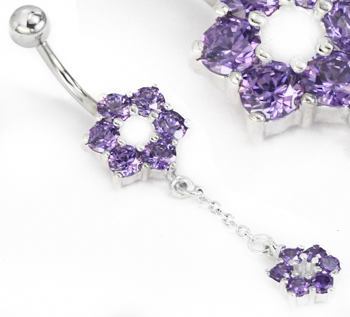 14g 3/8" FLOWER with Charm Belly Jewelry