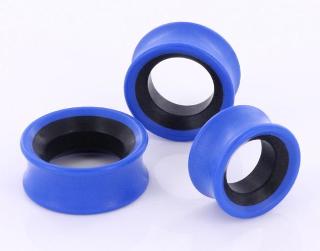 Blue with Black Inlay PROPYLUX Double Flare Plugs from 7/8" up to 1-3/
