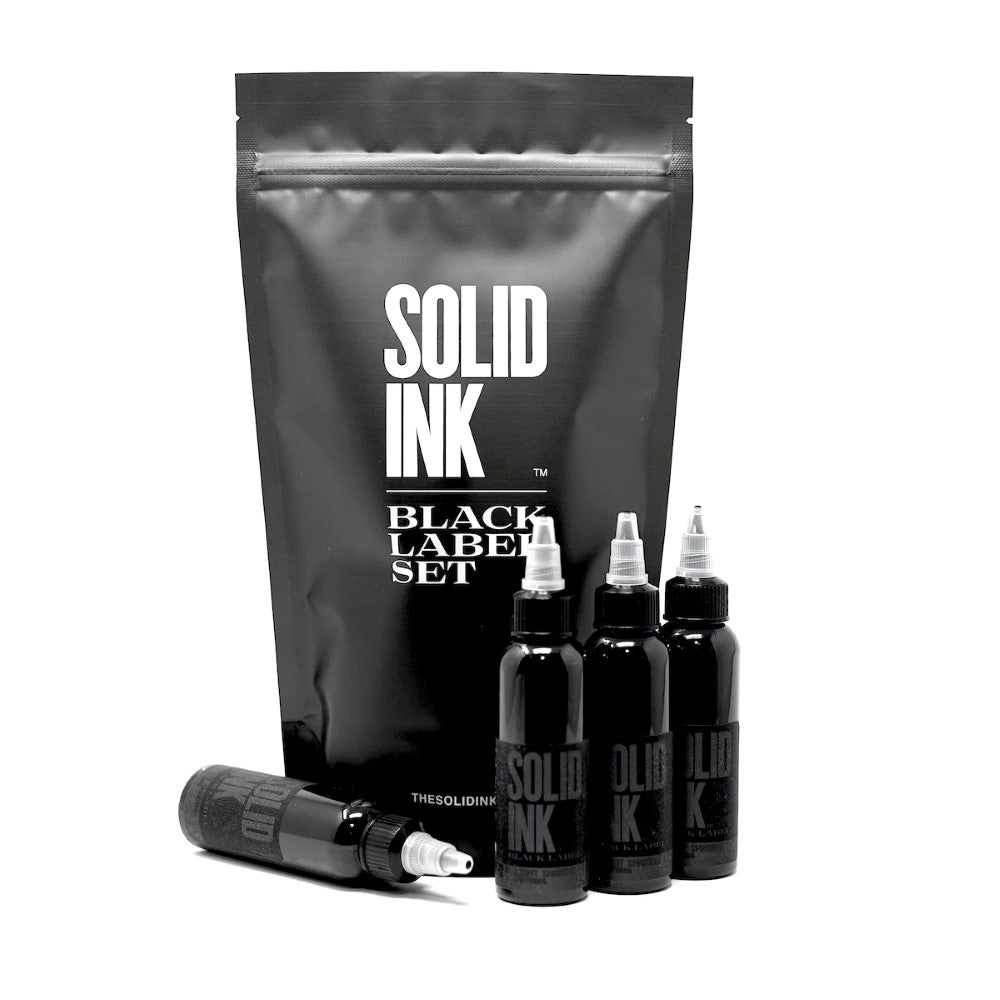 Black Label 4 Bottle Grey Wash Set — Solid Ink — 1oz Bottles – Painful Pleasures