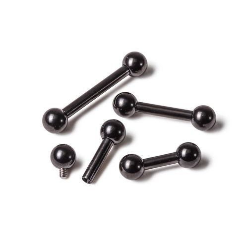 10g Black PVD Coated Steel Internal Straight Barbell - 5/16" to 3/4 ...
