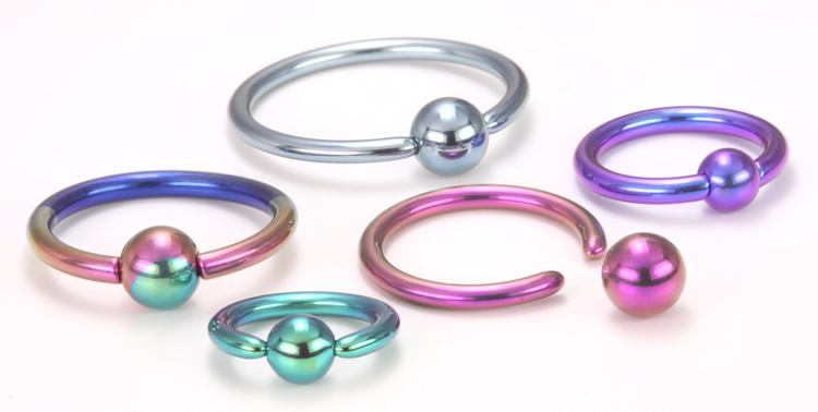 14g Titanium Captive Bead Ring with Titanium Ball - 18 Color Choices ...