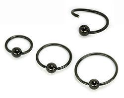 20g Annealed Black PVD Fixed Ball Ring | Painful Pleasures