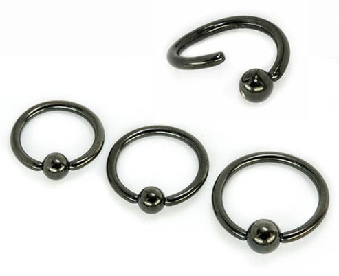 14g Blackout Annealed Fixed Bead Ring | Painful Pleasures