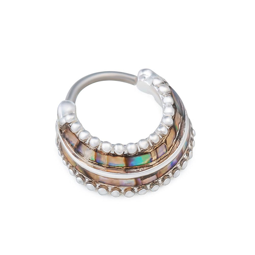 16g Stacked Abalone Clicker Ring – Painful Pleasures